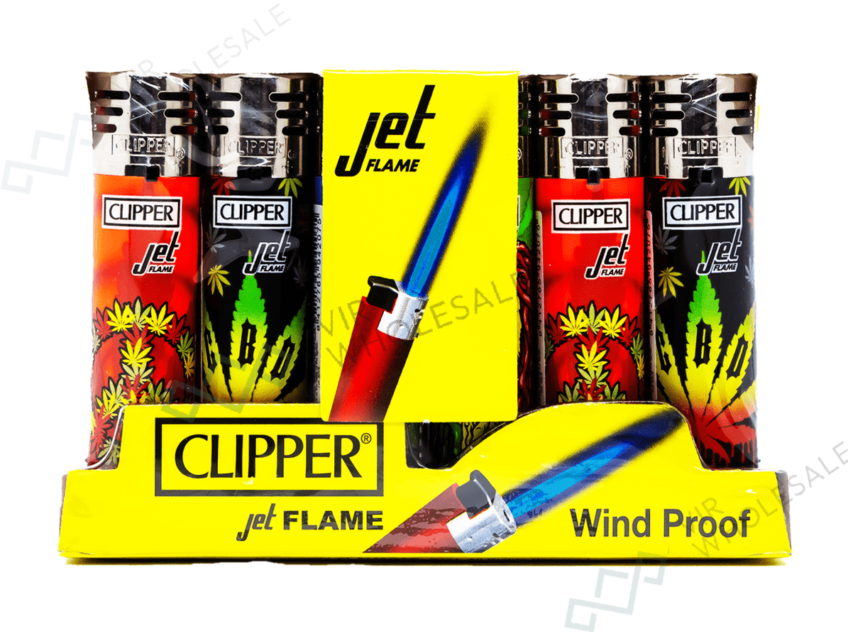 CLIPPER Jet Flame Printed – Rasta Design (24 Per Box) — VIR Wholesale