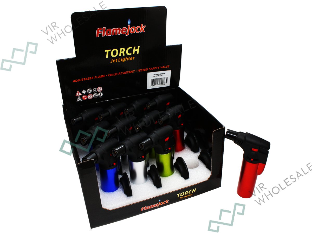 Flamejack Lighter Turbo Let Flame Big - 12 Pack - 4 Assorted Metallic ...