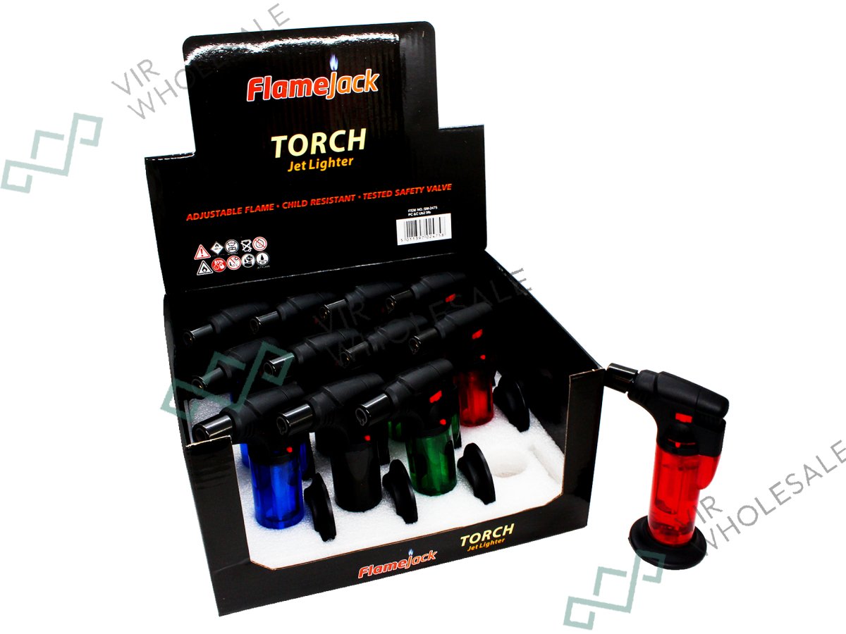 Flamejack Lighter Turbo Let Flame Big Translucent - 4 Pack - 12 Per Bo ...