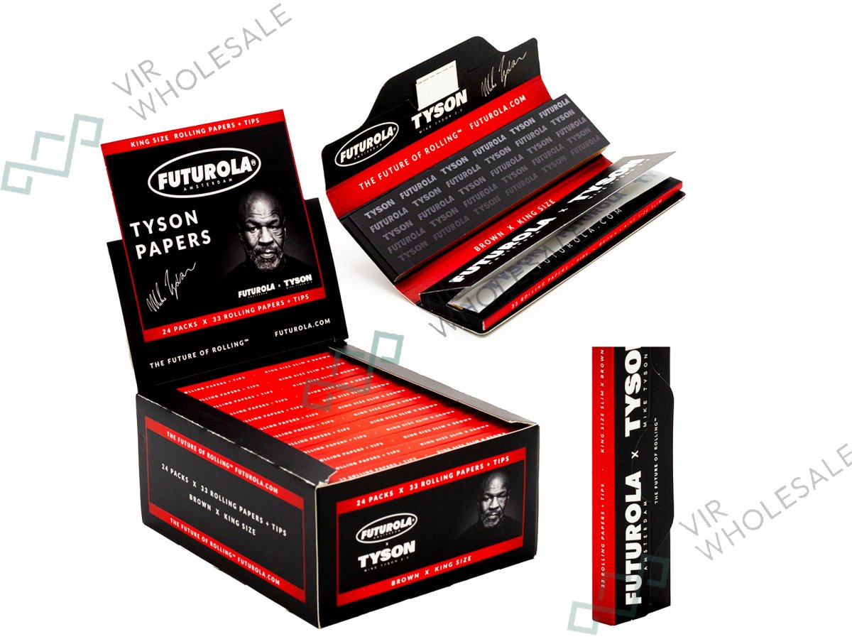 FUTUROLA X TYSON - King Size Rolling Papers + Tips - 24 Booklets Per B ...