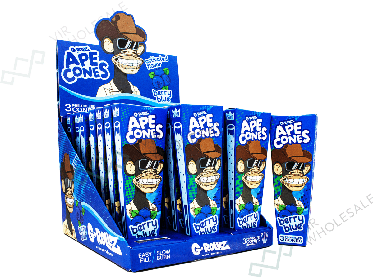 G-ROLLZ Ape Cones - 24 Per Box - 3 Cones Per Pack - Pop Activated Flav ...