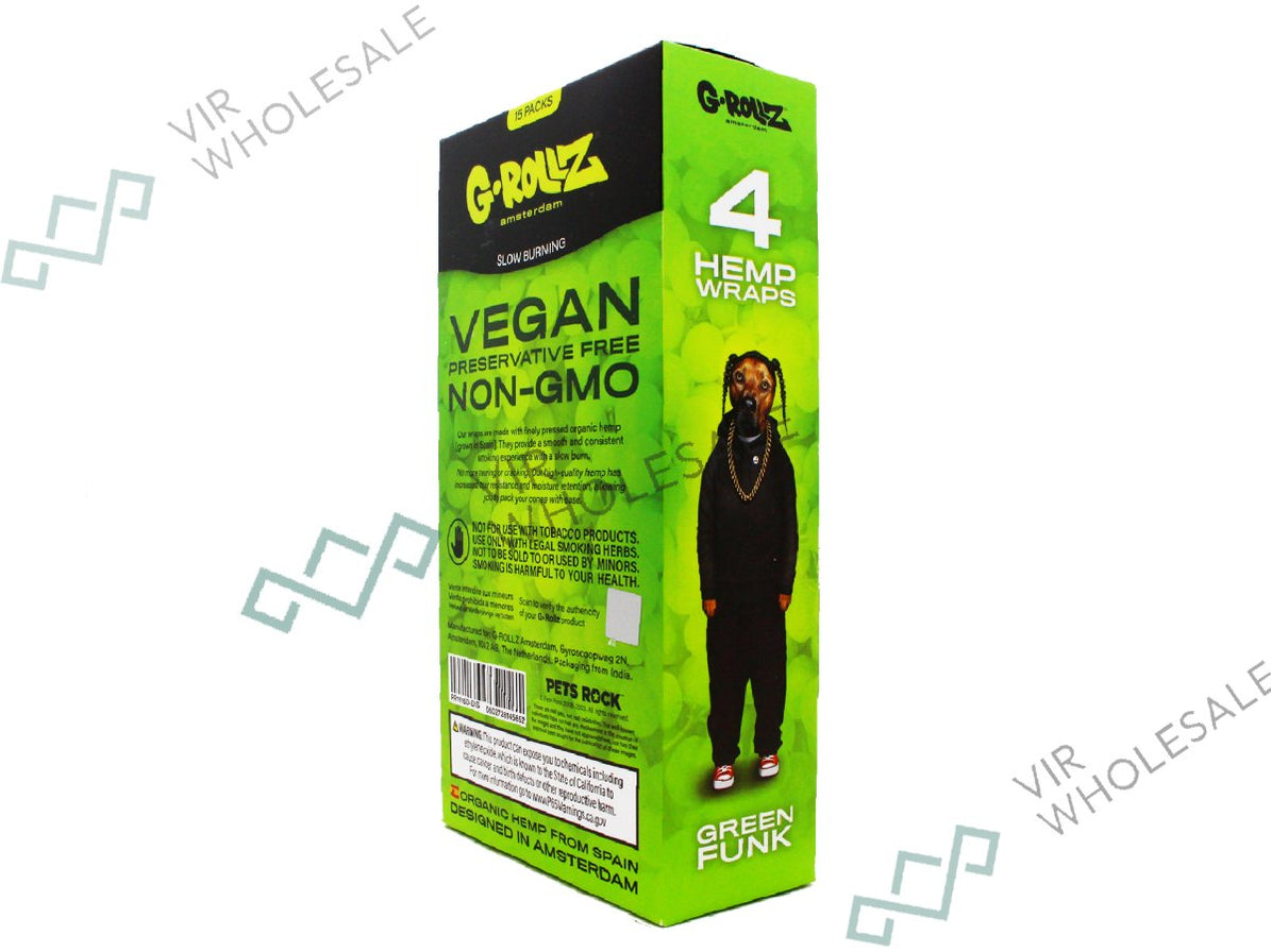 G-ROLLZ Hemp Wraps - 15 Per Box - 4 Per Pack - Green Funk — VIR Wholesale