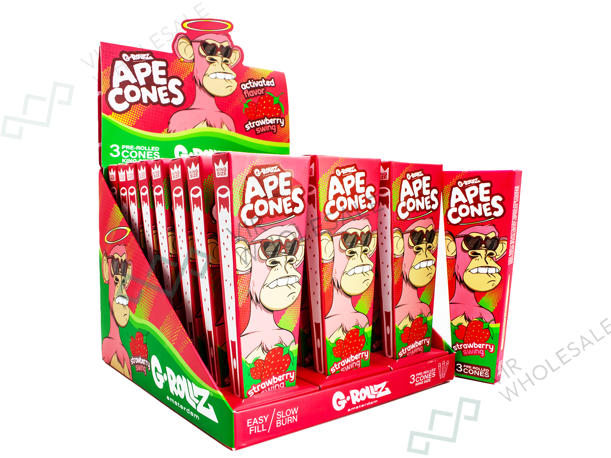 G-ROLLZ Ape Cones - 24 Per Box - 3 Cones Per Pack - Pop Activated Flav ...