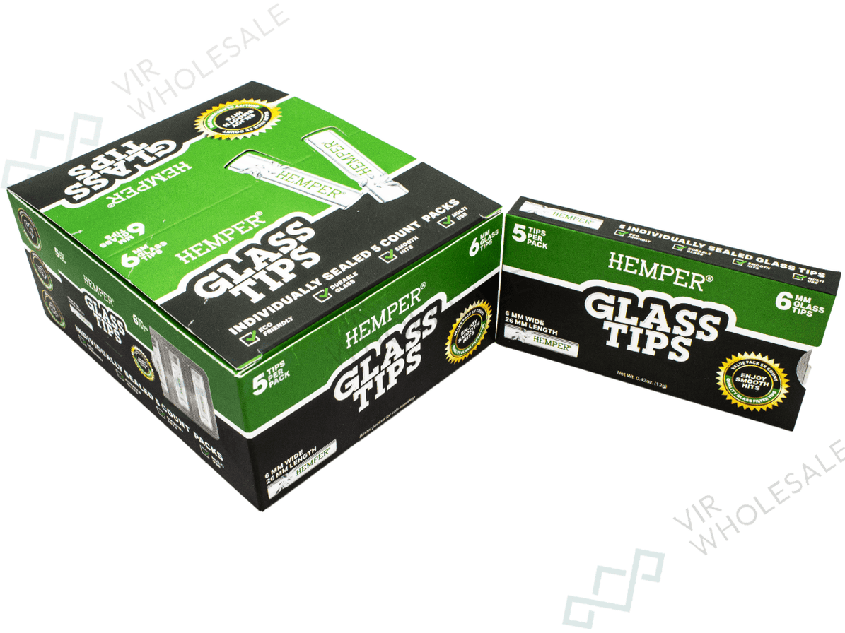 Hemper 6mm Glass Filter Tips - 5 Per Pack - 10 Per Box — VIR Wholesale