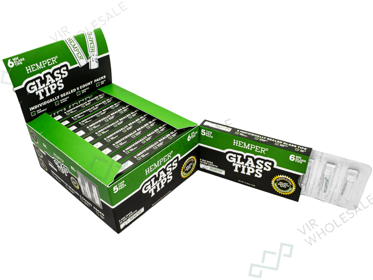 Hemper 6mm Glass Filter Tips - 5 Per Pack - 10 Per Box — VIR Wholesale
