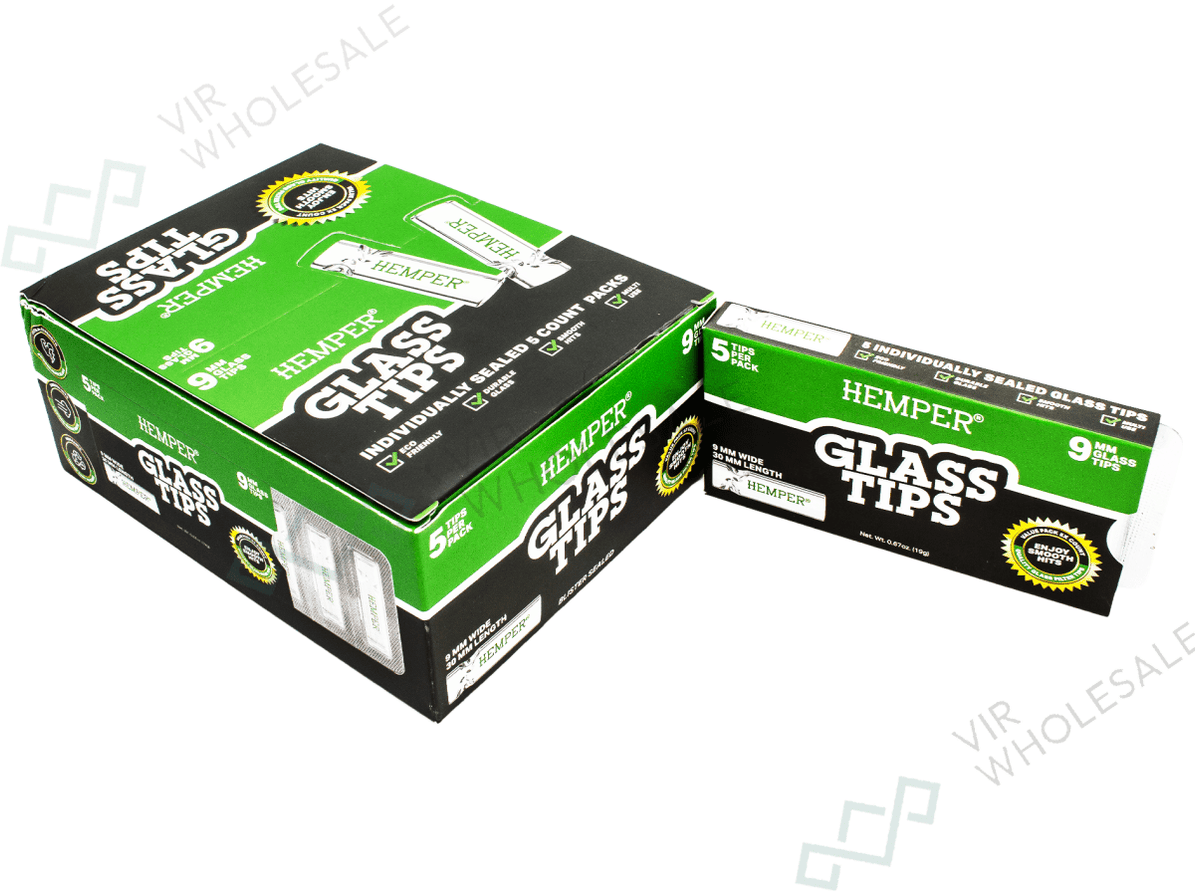 Hemper 9mm Glass Filter Tips - 5 Per Pack - 10 Per Box — VIR Wholesale