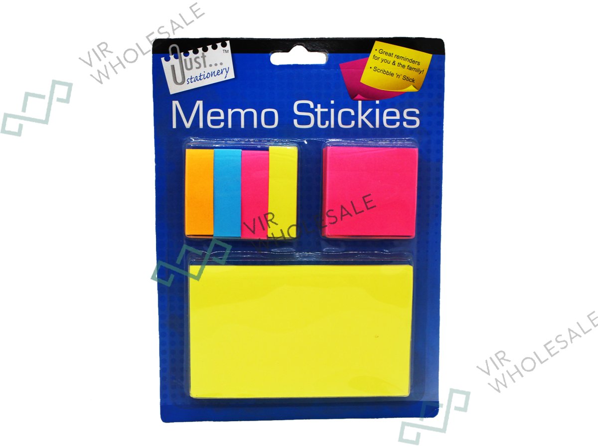 Just Stationery Neon Sticky Memo and Notes Set, Assorted Colours and S ...