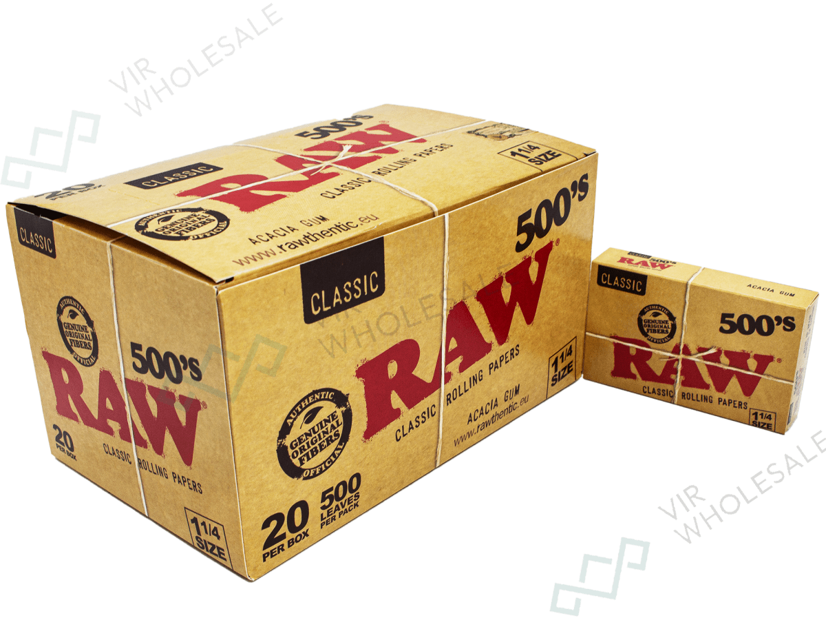 RAW Classic 500's Rolling Papers – 1¼ Size (20 Packs per Box) — VIR ...
