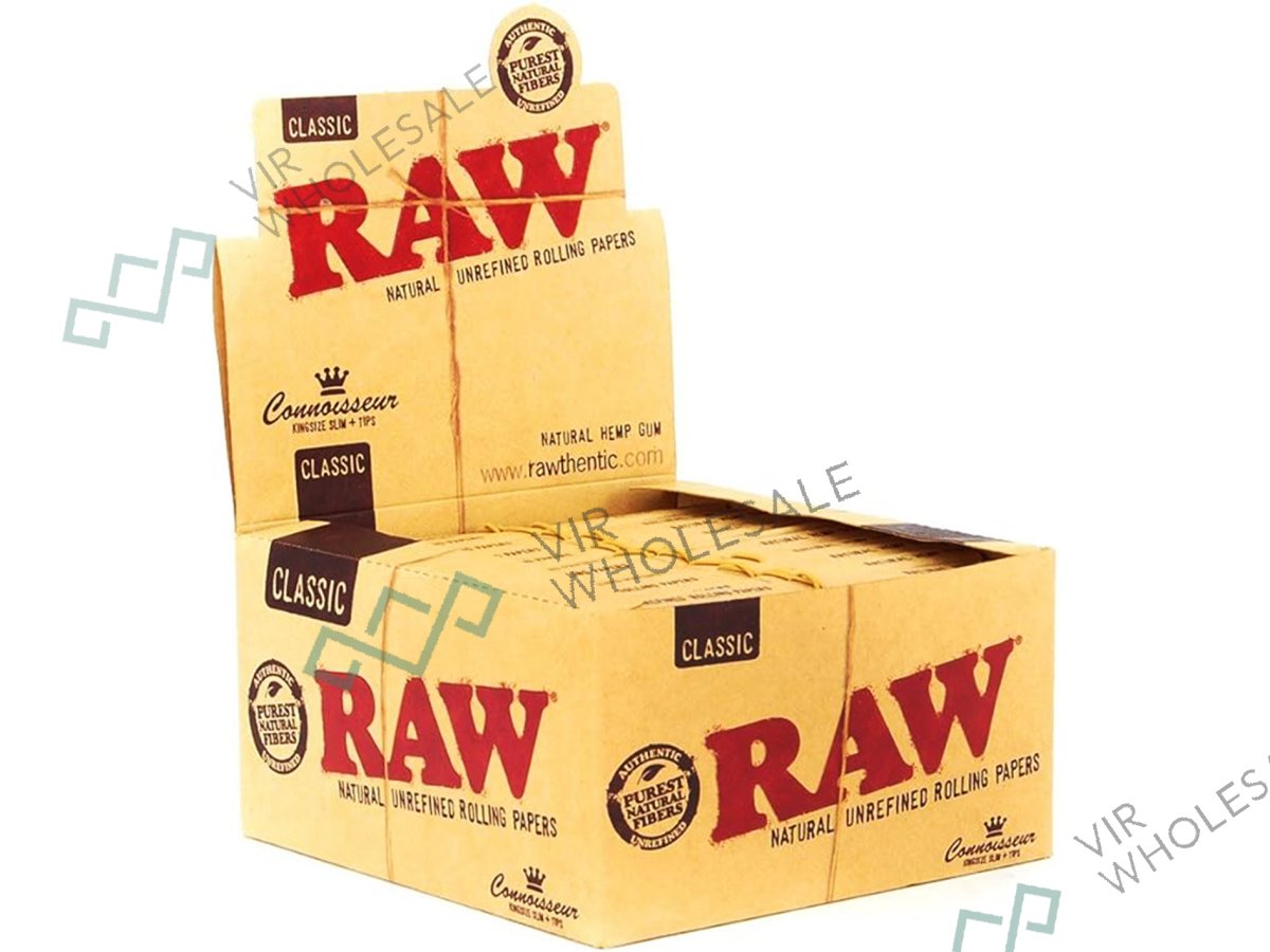 RAW CONNOISSEUR PAPER KING SIZE CLASSIC WITH ROACHES AND TIPS — VIR ...