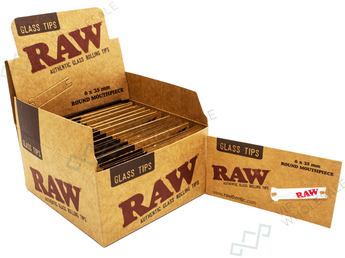 RAW Glass Tips With Round Mouthpiece - Full 24 Per Box — VIR Wholesale