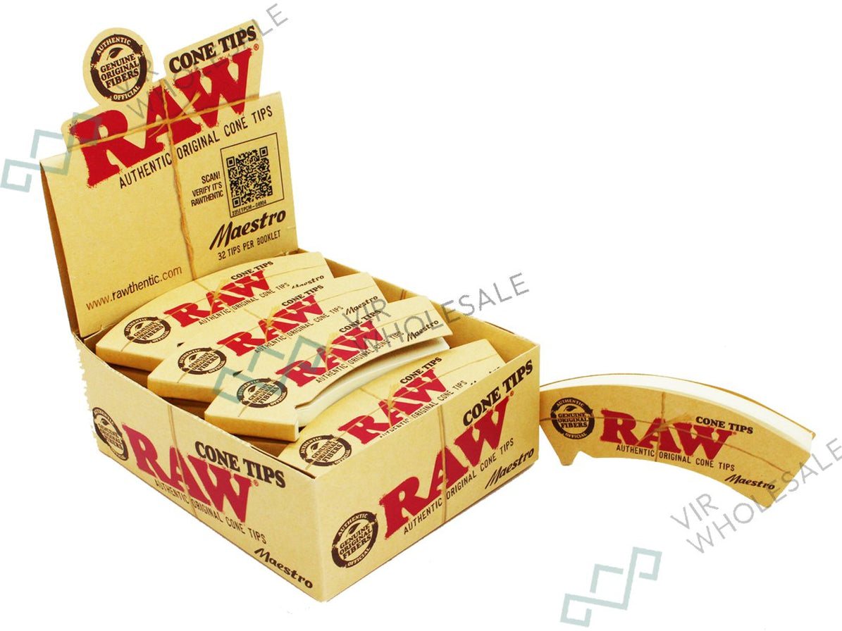 RAW Maestro Cone Tips Full Box | 24 Booklets - 32 Tips Per Booklet — VIR Wholesale