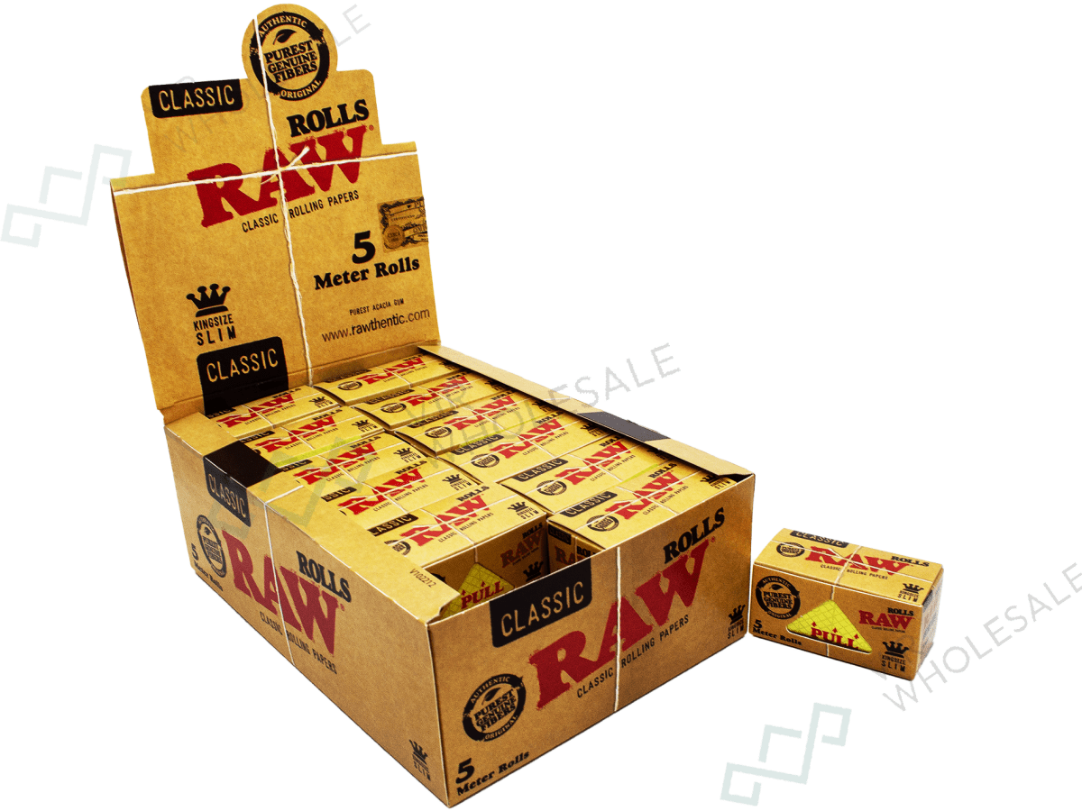 RAW Classic Natural Unrefined Rolling Paper Rolls - 5 Meter Roll ...
