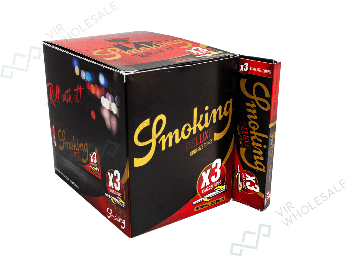 Smoking Deluxe 3-Pack Pre-Rolled King Size Cones – x 30 Packs Per Box ...