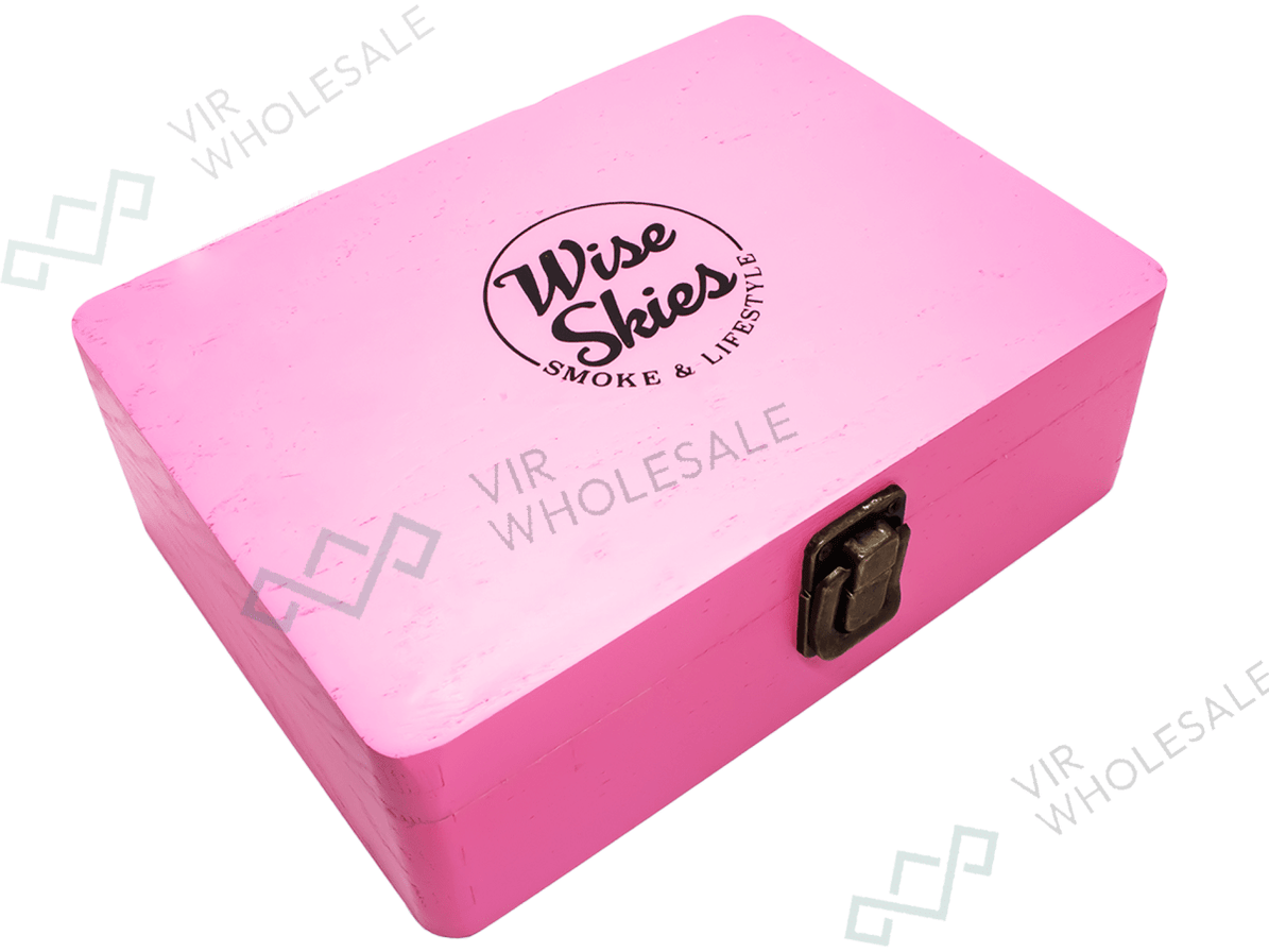 Wise Skies Pink Ashwood Large Rolling Box — VIR Wholesale