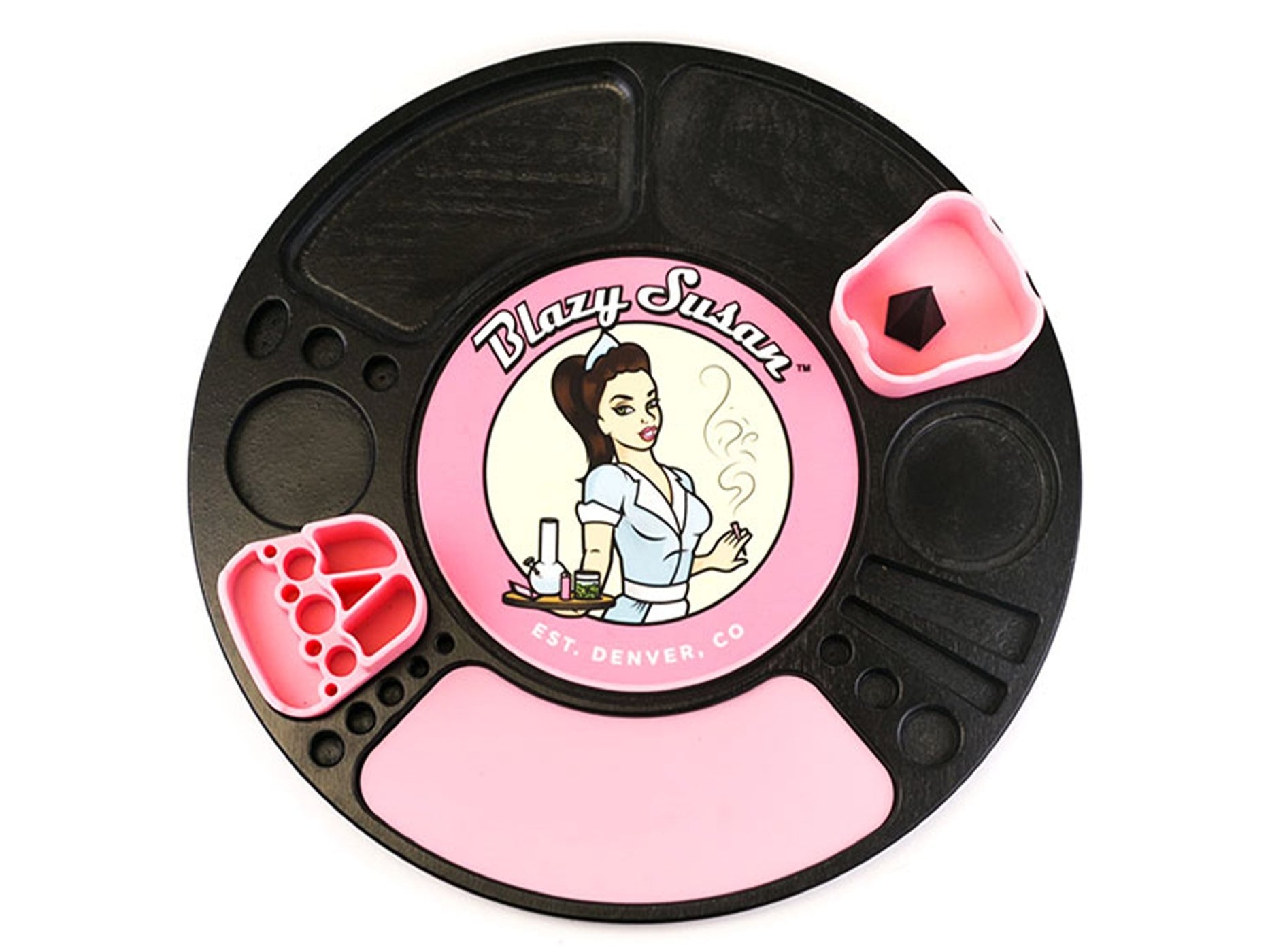 BLAZY SUSAN Black Spinning Rolling Tray — VIR Wholesale