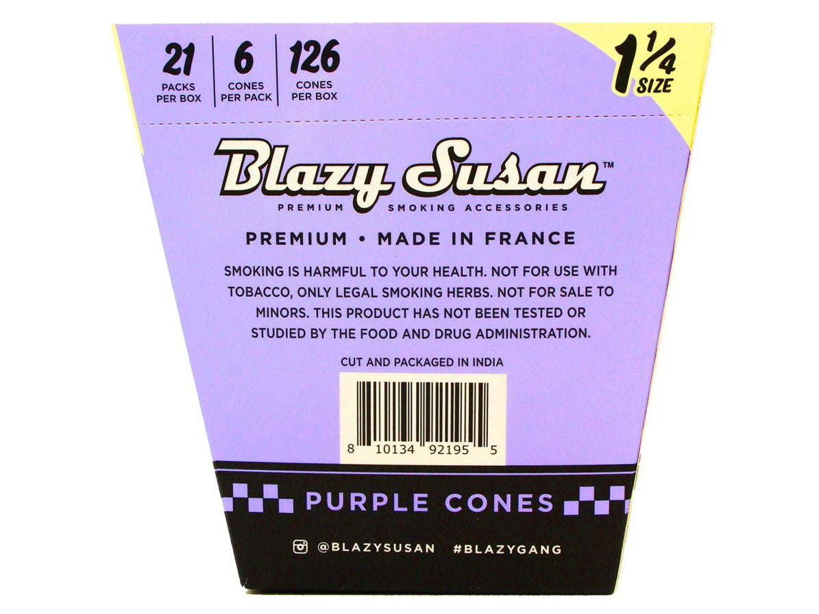 BLAZY SUSAN Purple Pre-Rolled Cones – Full Box 1¼ - 6 Pack — VIR Wholesale