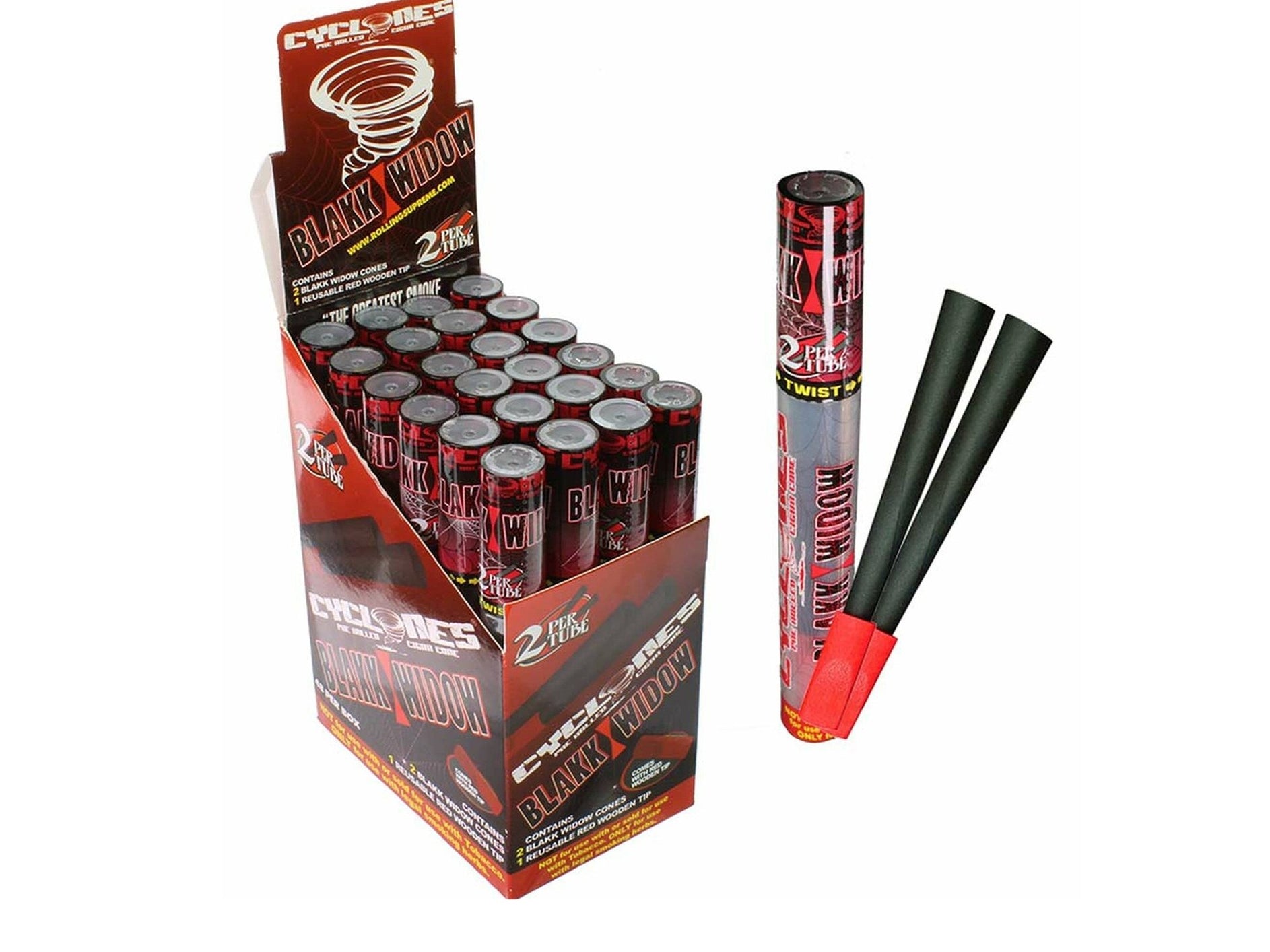 CYCLONES Clear Pre-Rolled Cones - 24 Per Box - Blakk Widow (Double ...