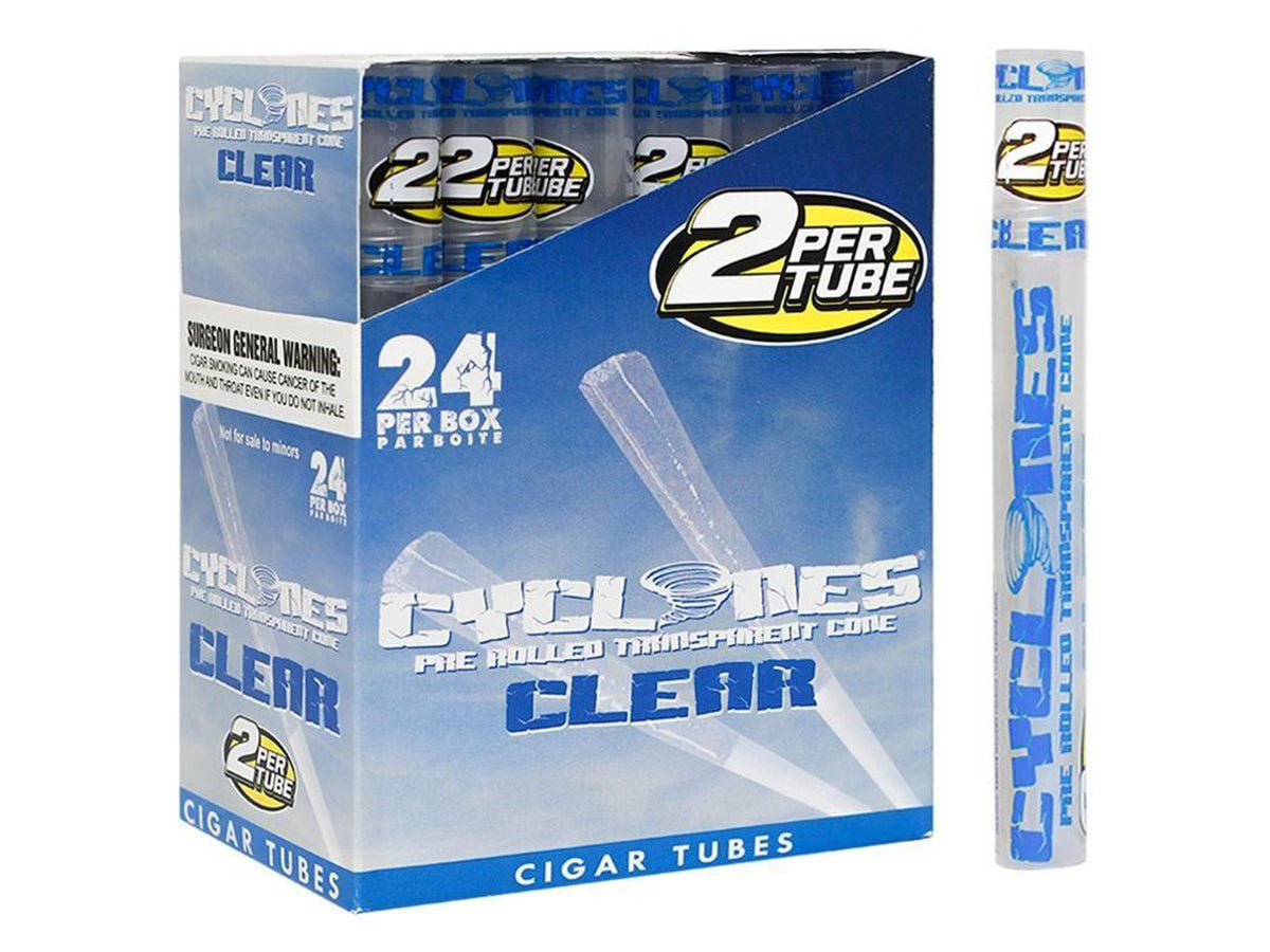 CYCLONES Clear Pre-Rolled Cones - 24 Per Box - Clear — VIR Wholesale