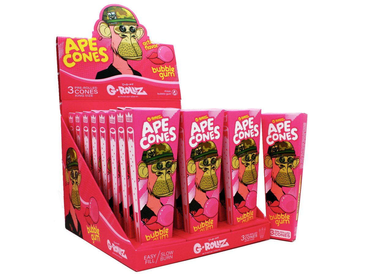 G-ROLLZ Ape Cones - 24 Per Box - 3 Cones Per Pack - Pop Activated Flav ...
