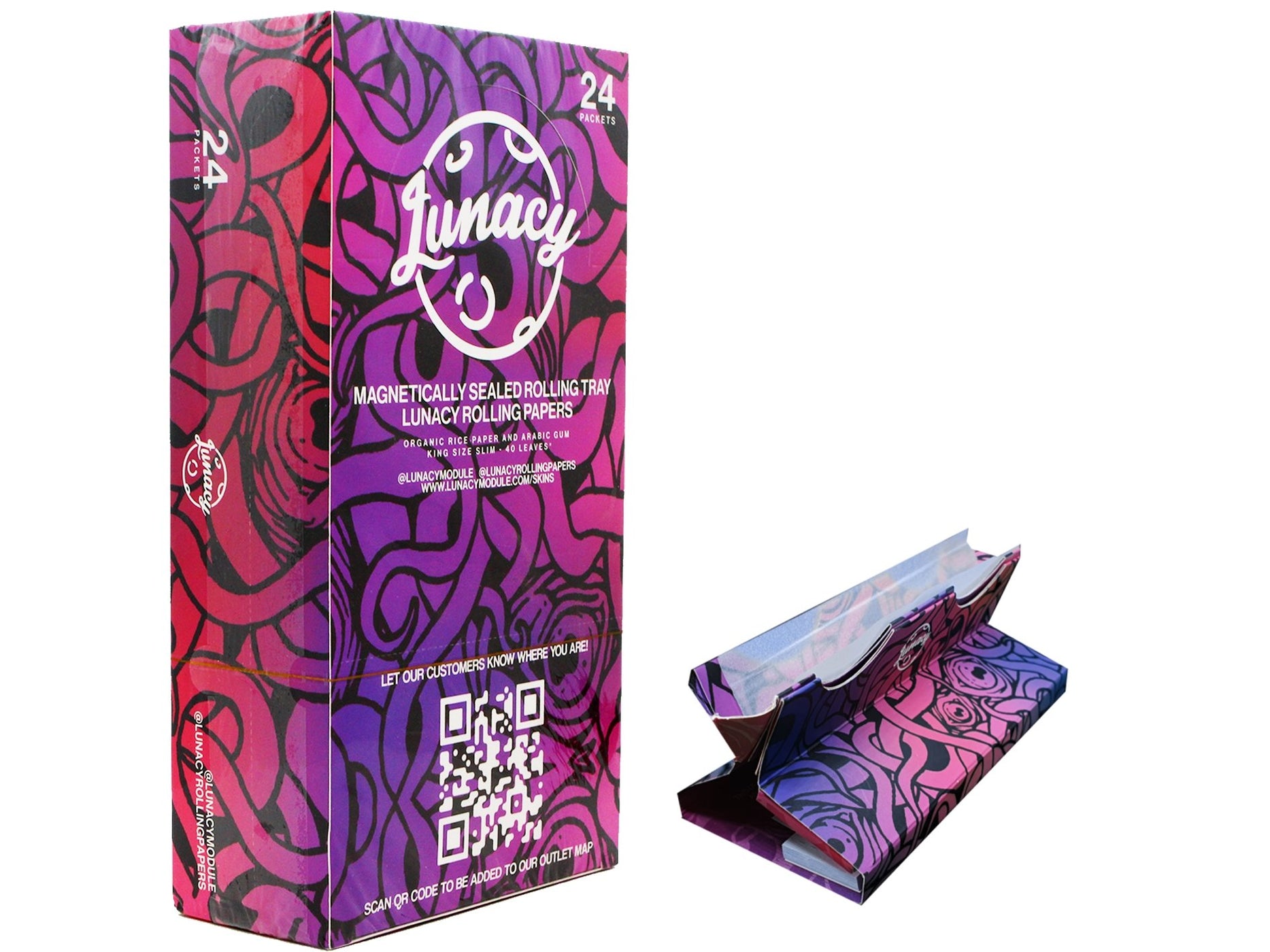 LUNACY King Size Rolling Papers - Magnetic Rolling Tray - Tips — VIR ...