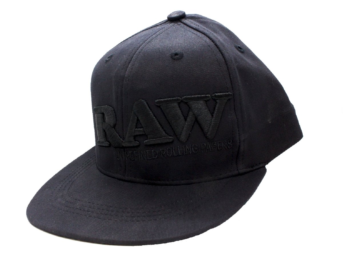 RAW baseball cap flat brim snapback black on black — VIR Wholesale