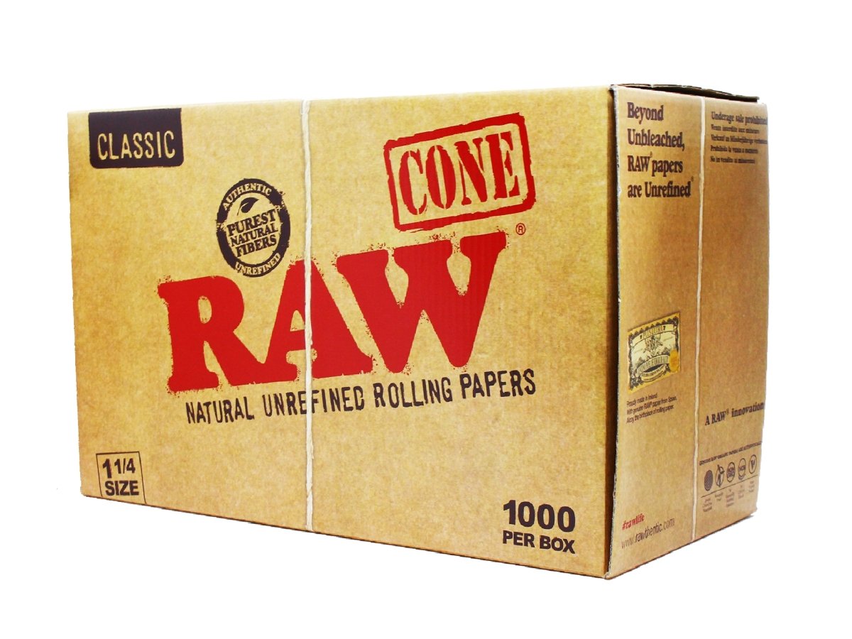RAW Classic Pre-Rolled Cones - 1¼ - BULK Box of 1000 – VIR Wholesale