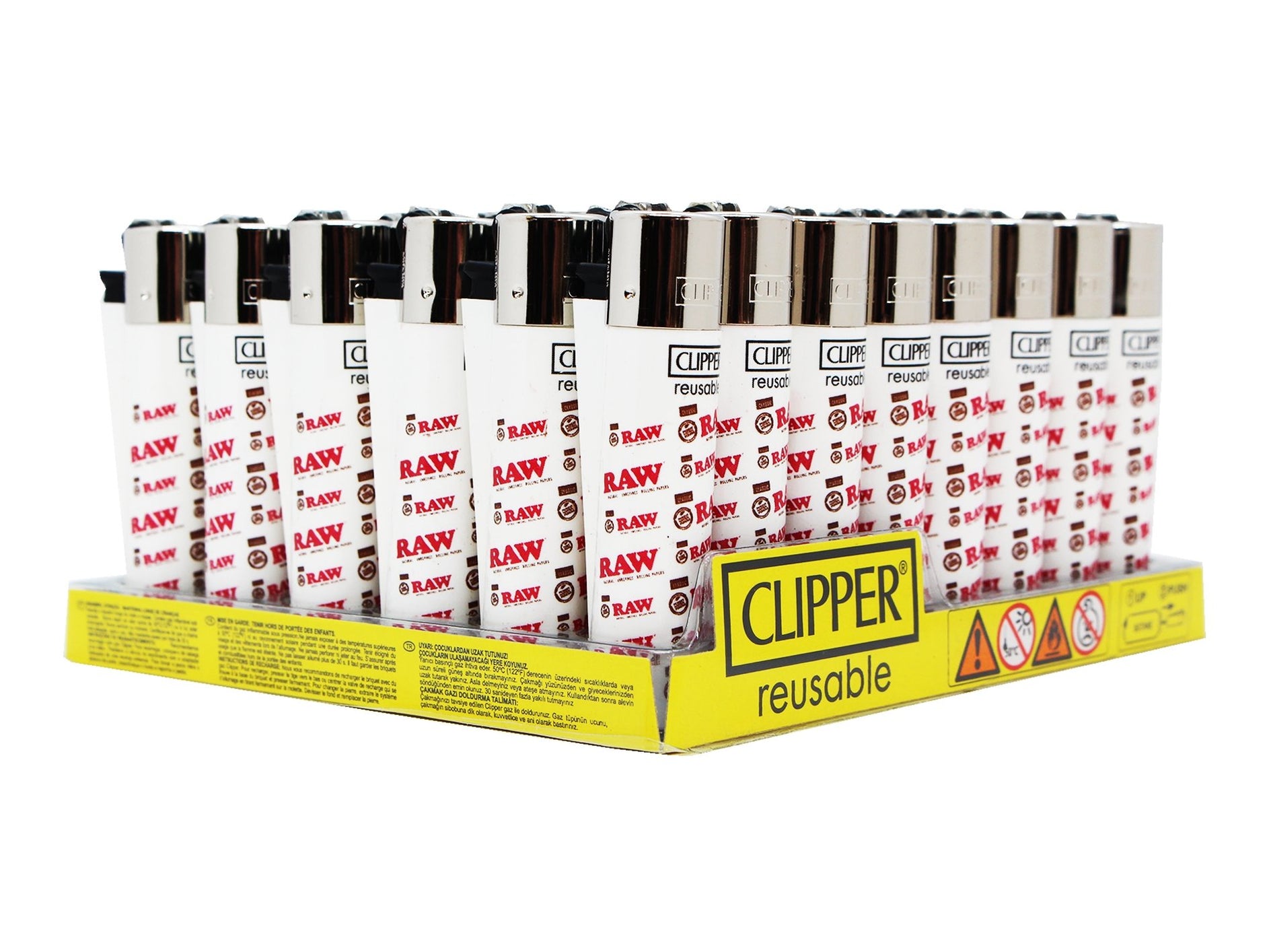 RAW CLIPPER Lighter- Red & White - Multi Logo - 48 Pack — VIR Wholesale