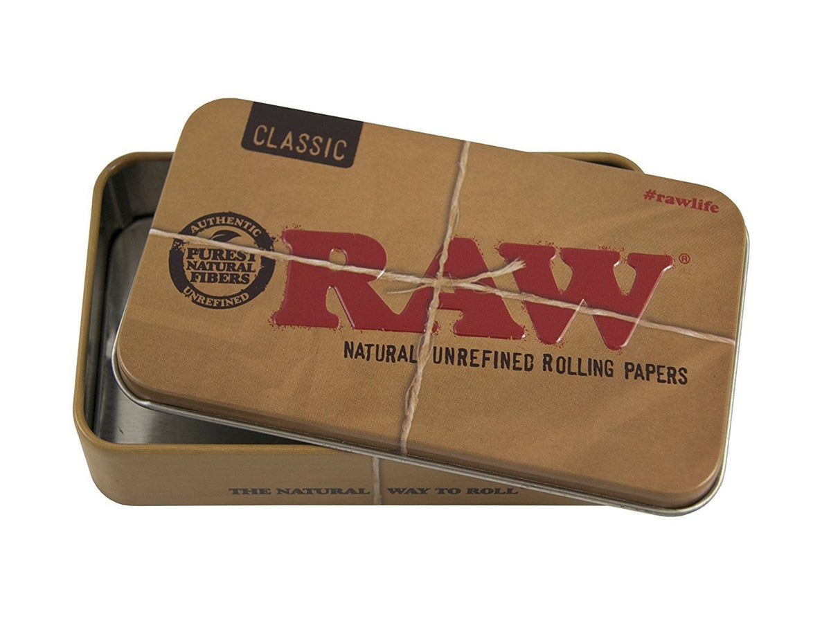 RAW Rolling Papers Printed Tobacco Tin- 12 Per Pack — VIR Wholesale