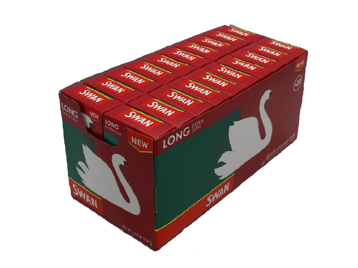 SWAN Long Extra Slim Filter Tips - 20 Per Box - 80 Pre Cut Per Pack ...